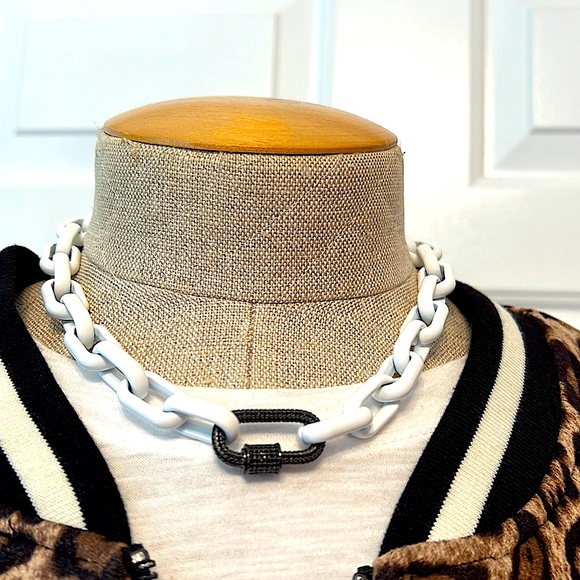 Karli Buxton | Jewelry | Chunky White Link Chain With Black Pave ...